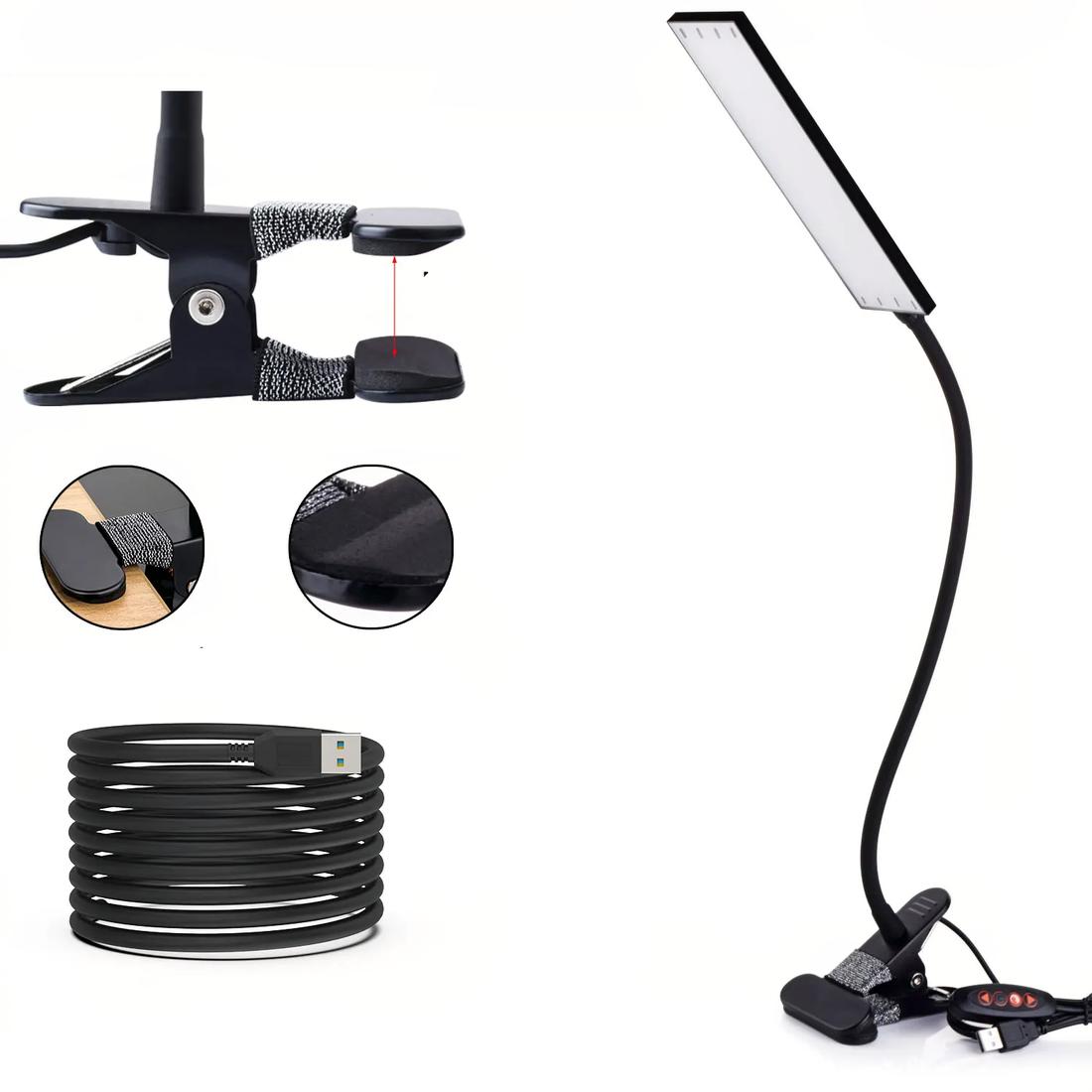 Lampe de chevet pince noir à clipser avec 3 modes • Ma Lampe de Chevet